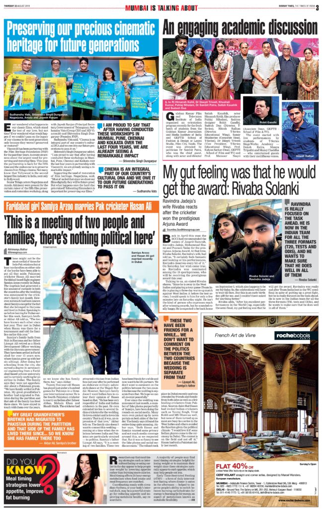 Bombay Times - 22-08-2019 - Page 3 - Film Heritage Foundation