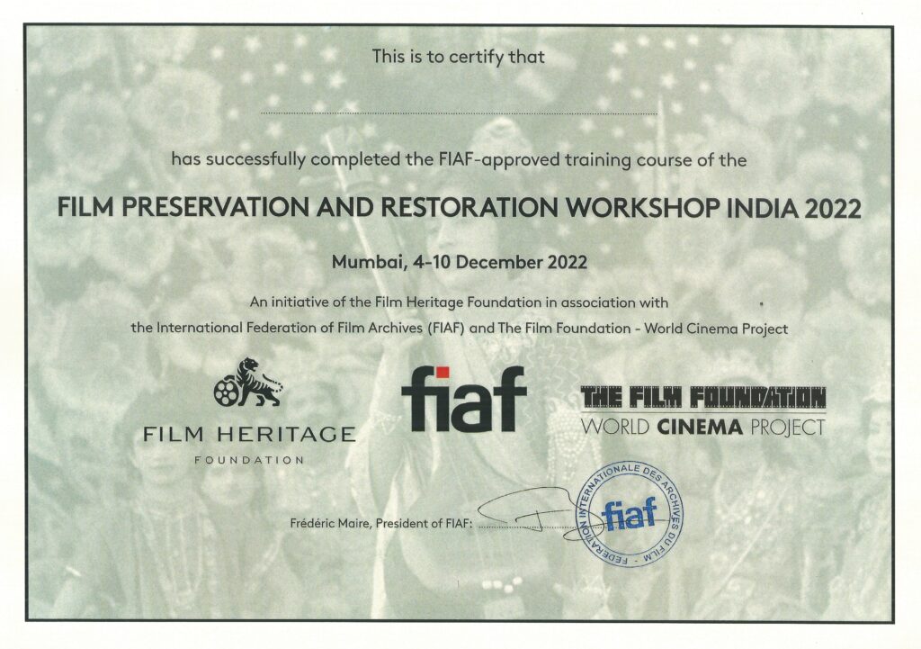 Film Preservation & Restoration Workshop India 2022 - Film Heritage ...