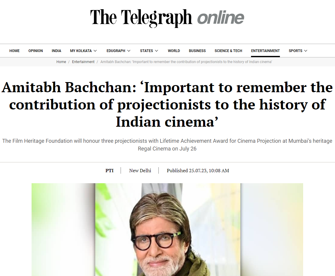 The Telegraph - 25-07-2023 - Film Heritage Foundation
