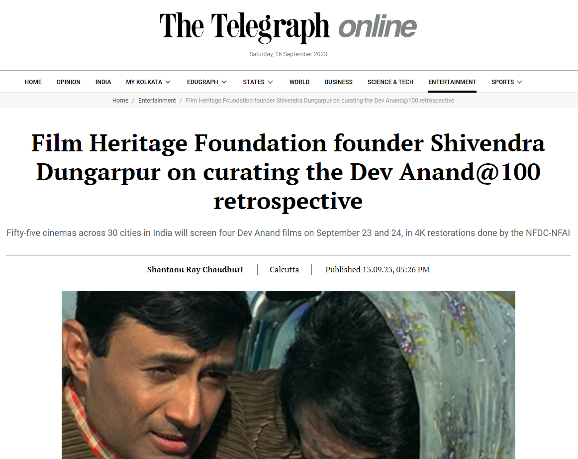 The Telegraph - 13-09-2023 - Film Heritage Foundation
