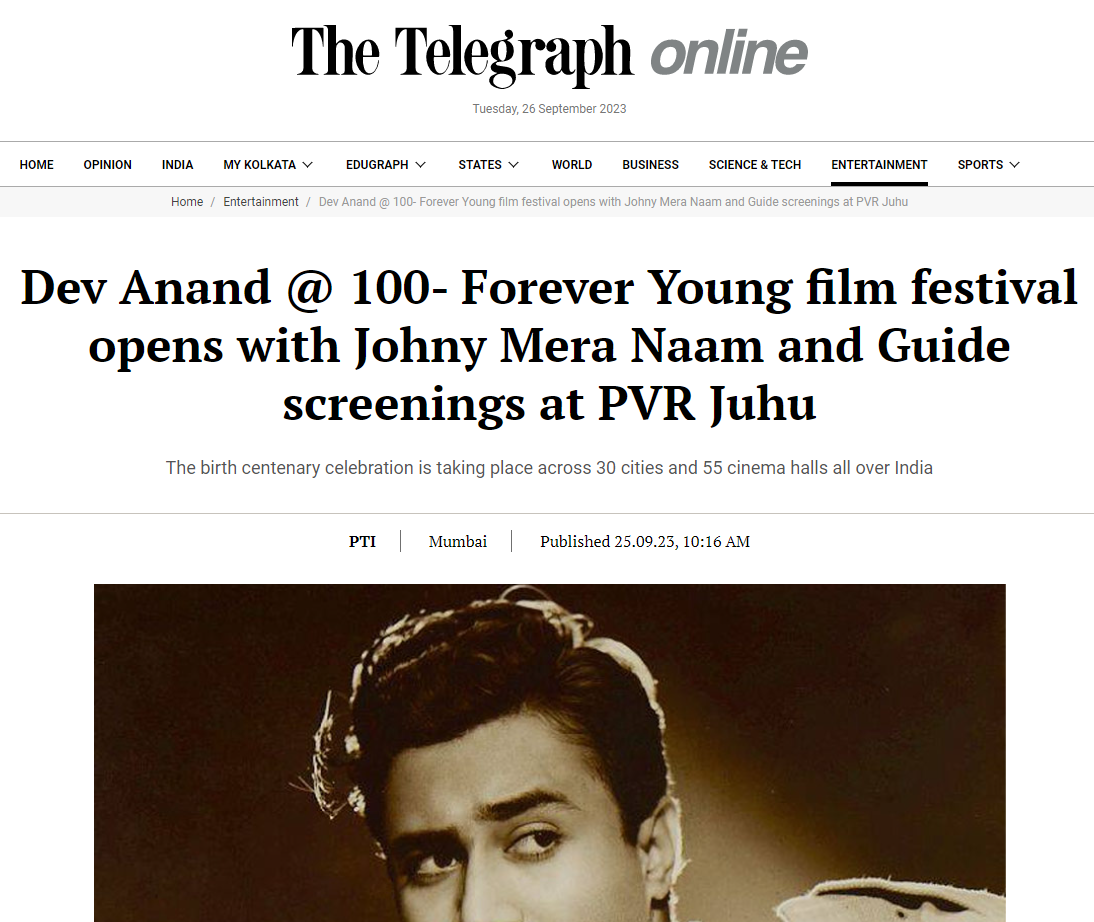 The Telegraph - 25-09-2023 - Film Heritage Foundation